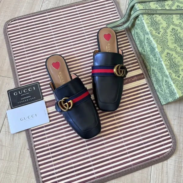 GG Black flat slip ons with low heals – The Jewellery Effect
