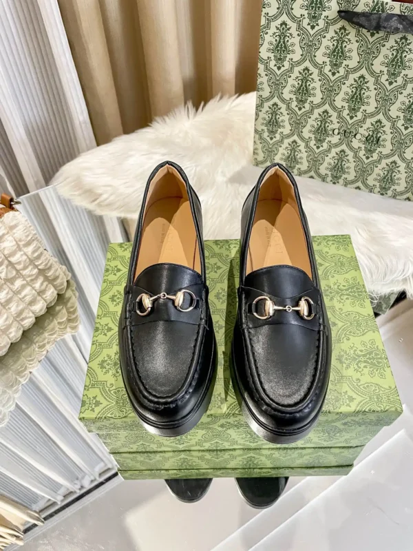 GG Black high platform shoes with gg buckle over the front – The ...